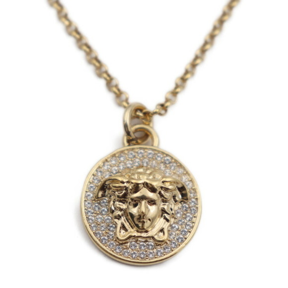 Versace | Jewelry | Versace Medusa Necklace Metal Rhinestone Gold ...